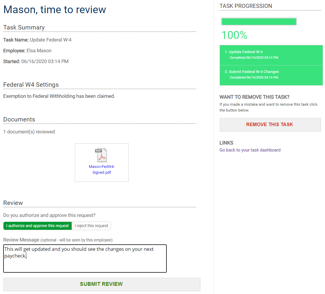 Approve Employee Self-Service Updates