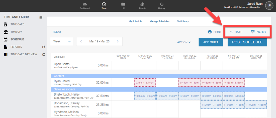 Filter, Sort, and Group Schedules