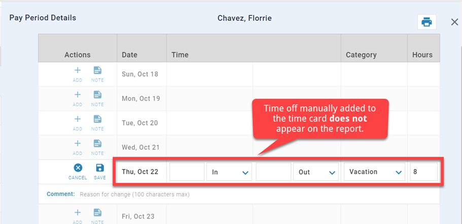 Time Off Request Report