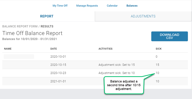 Adjust an Employee's Time Off Balance (WFH)