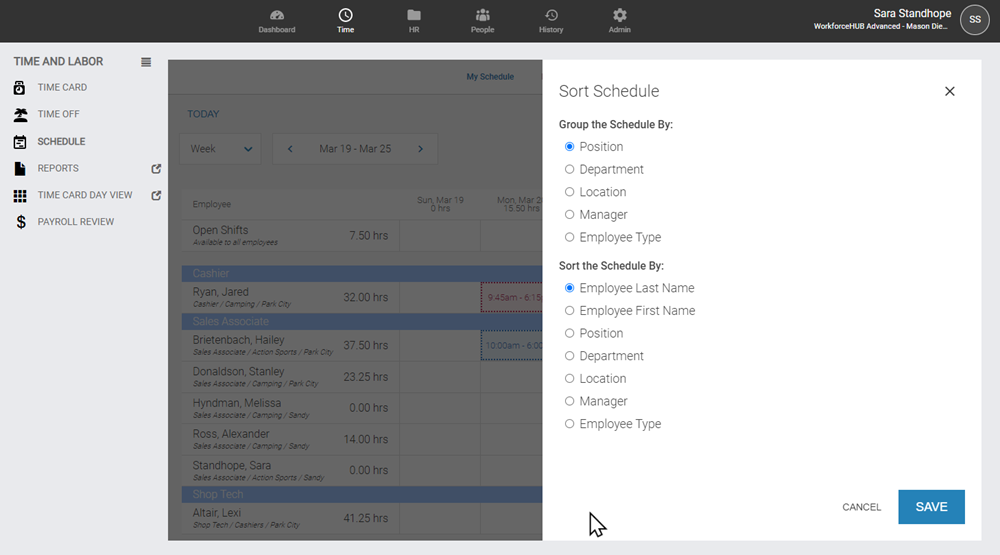 Filter, Sort, and Group Schedules