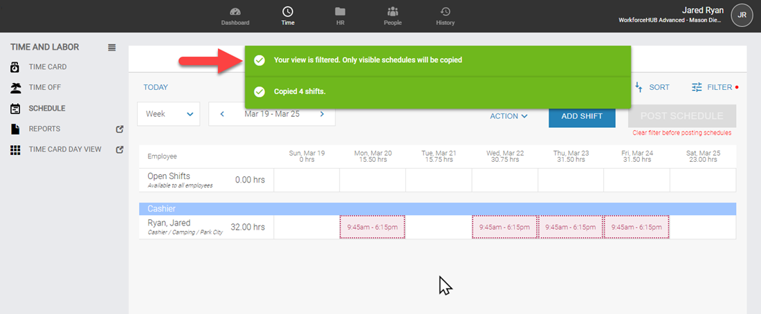 Copy and Apply Last Week's Schedules