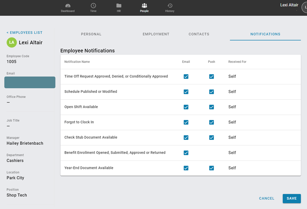Employee Notifications (WorkforceHub Essentials and Plus)