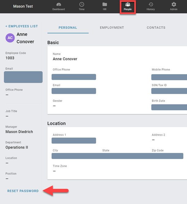 Reset an Employee's Password (WFH)