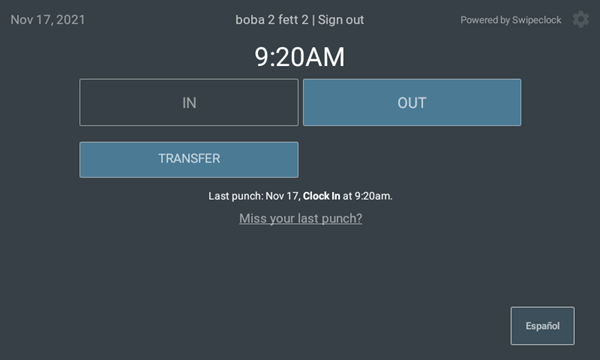 Touch, Touch 2 and Vision - Clock In with a PIN